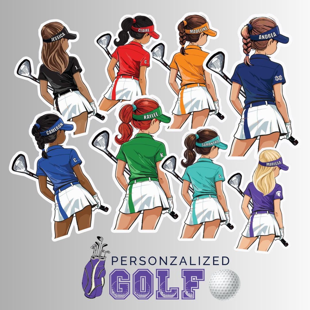 Personalized Girls Golf Team Vinyl Stickers, Custom Name Decals - Etsy