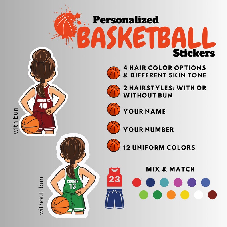 Girl Basketball, Personalized Basketball Stickers, Custom Decals ...