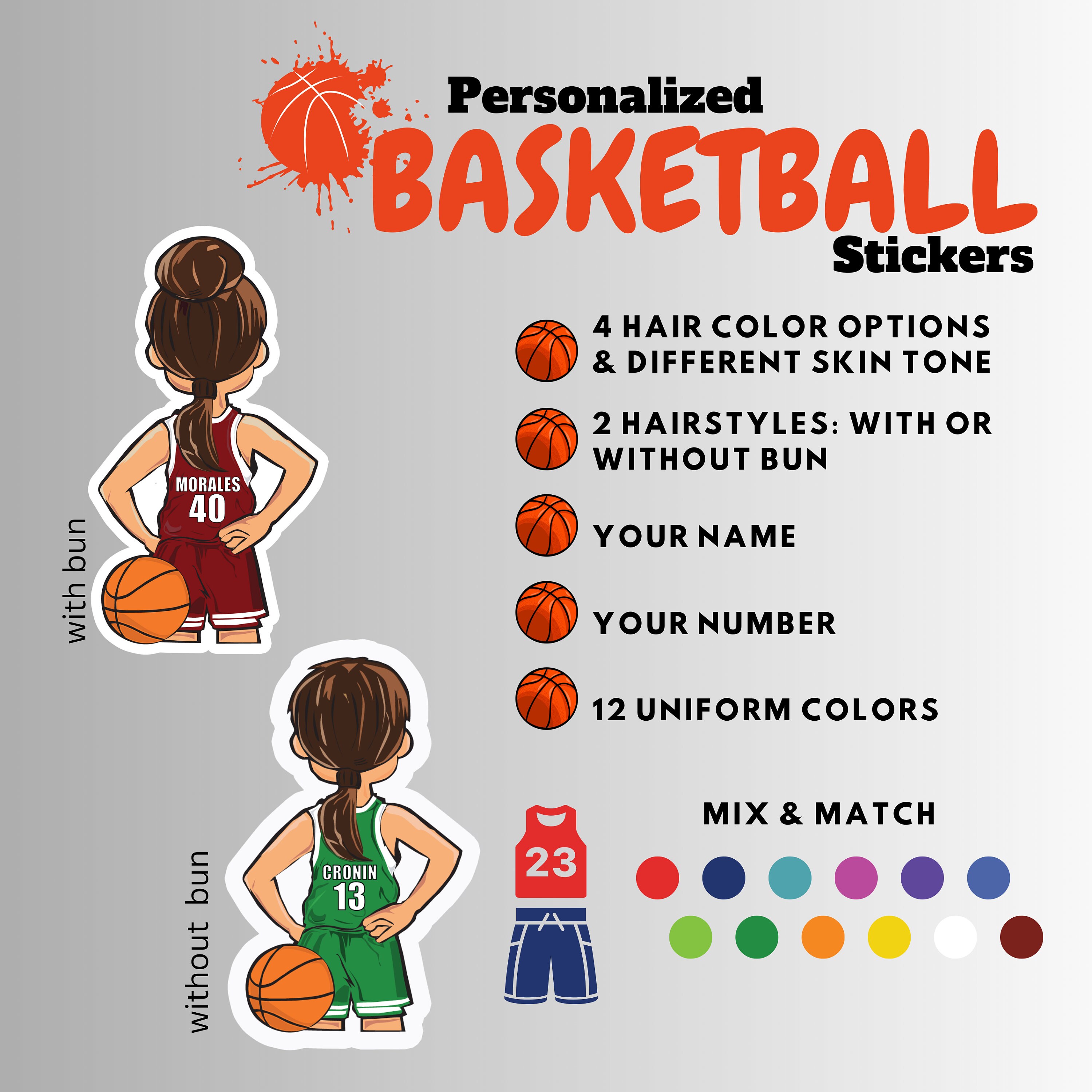 Girl Basketball, Personalized Basketball Stickers, Custom Decals ...