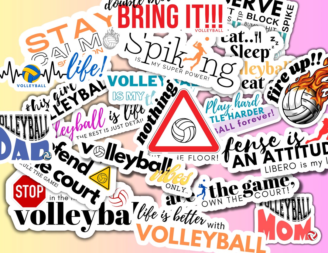 Volleyball Stickers, Volleyball Phrases, Waterproof, Water Bottle ...