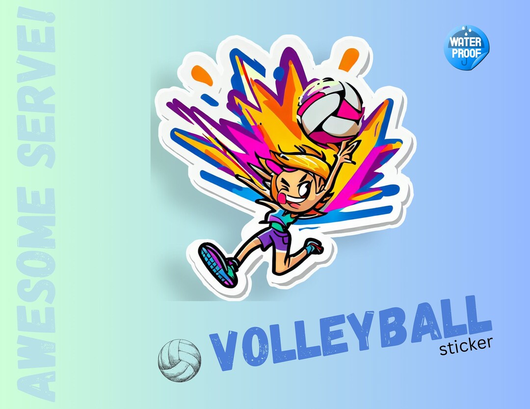 Volleyball Player Sticker, Water Resistant Vinyl Decal - Etsy