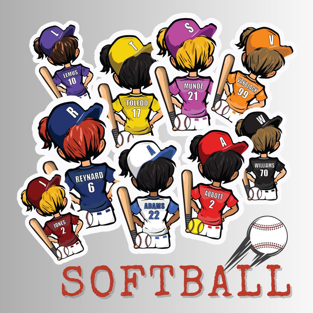 Personalized Softball Stickers, Custom Decals, Girls Softball, Team ...