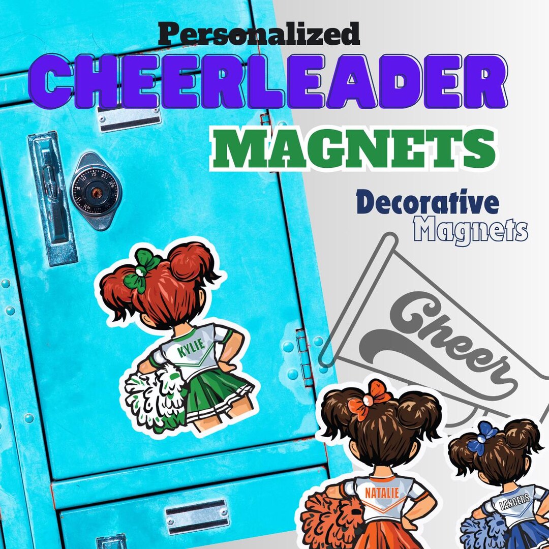Custom Cheerleader Magnets, Cheerleader Team Gifts, Personalized ...