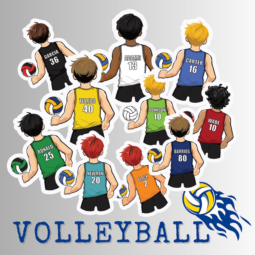 Personalized Volleyball Stickers, Custom Decals, Boys Volleyball, Team ...