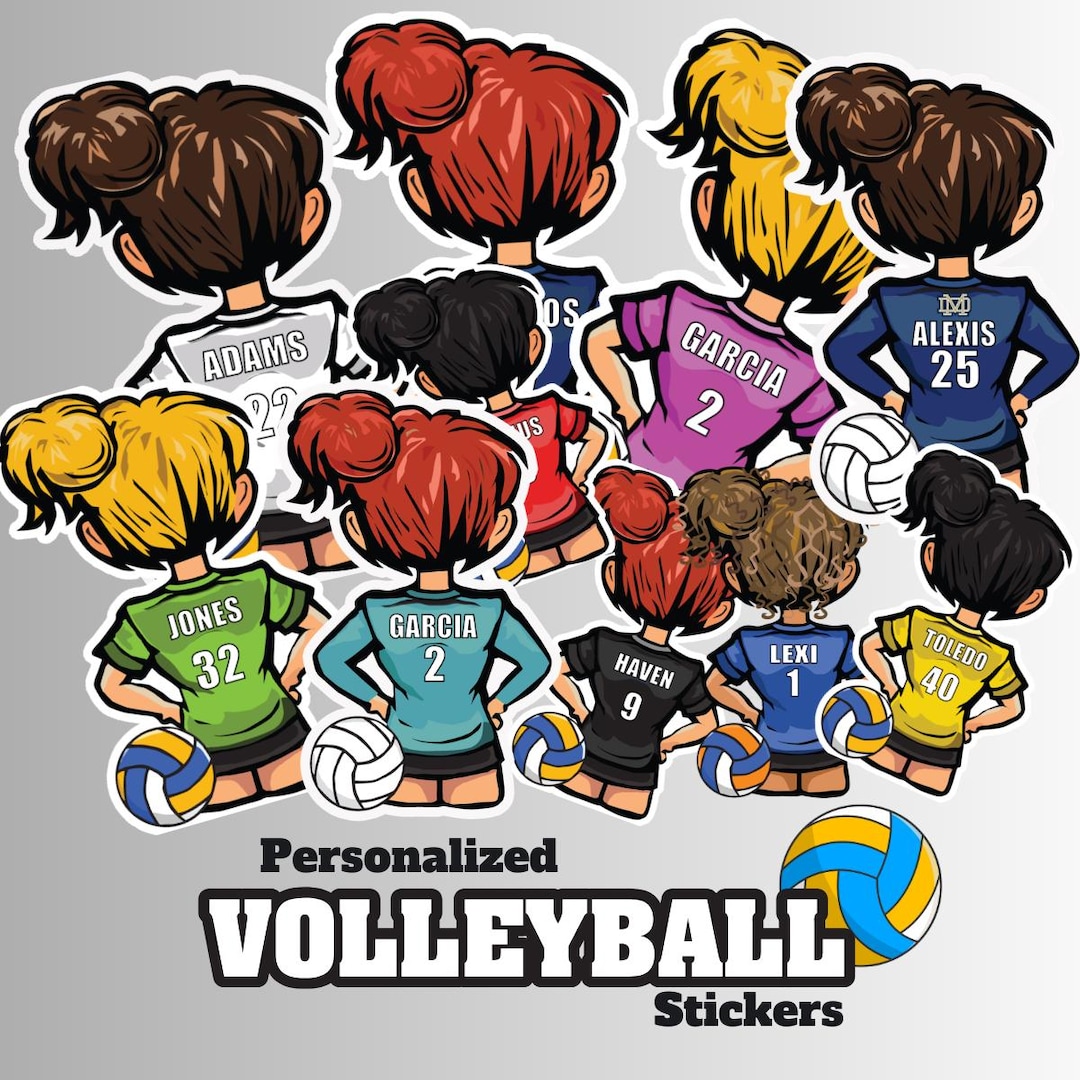 Personalized Volleyball Player Stickers, Custom Name & Number - Etsy