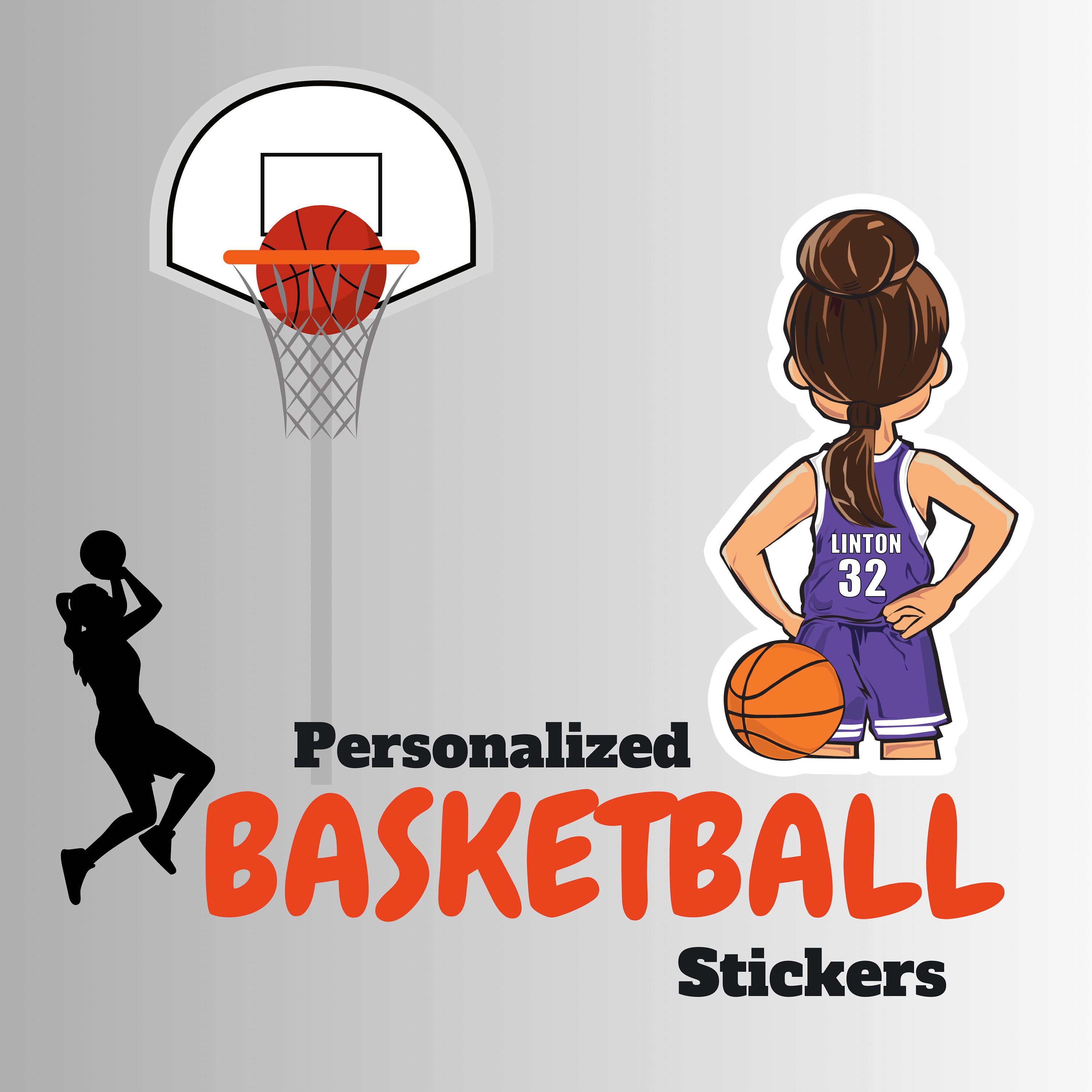 Girl Basketball, Personalized Basketball Stickers, Custom Decals ...