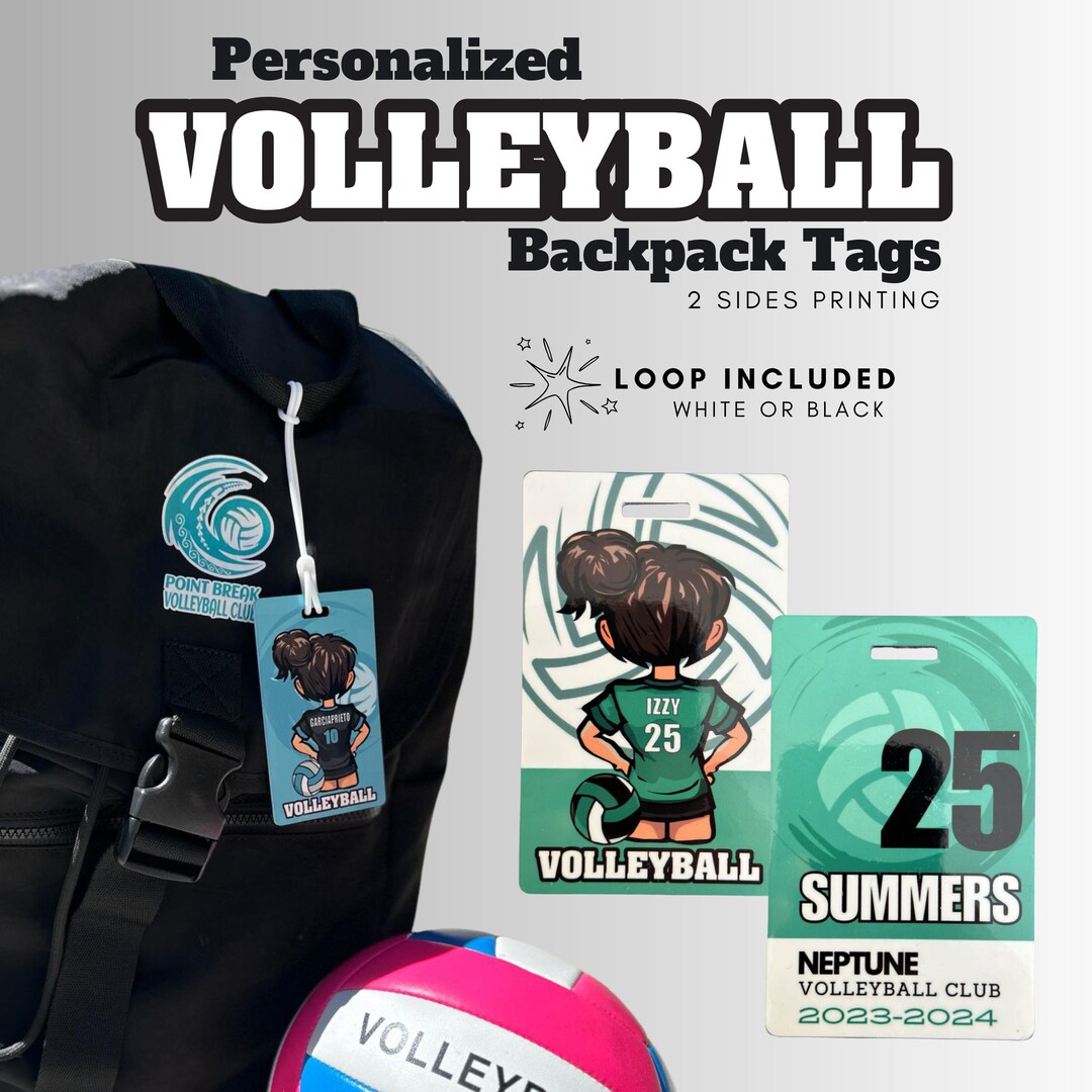 Sport Team Bag Tag, Personalized Volleyball Team Tag, Backpack Tags ...