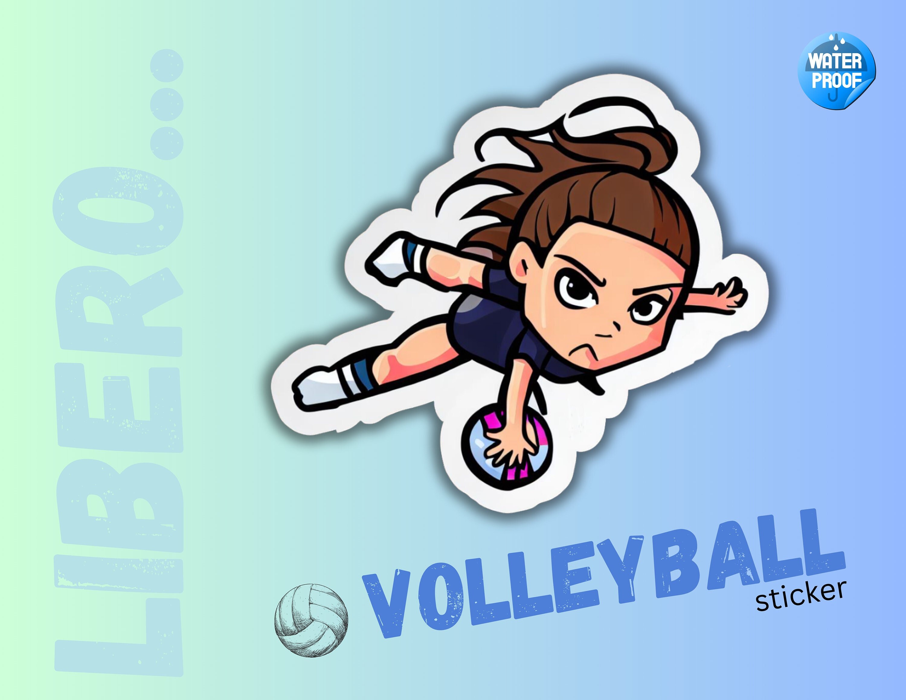 Volleyball Libero Sticker, Water Resistant Decal - Etsy