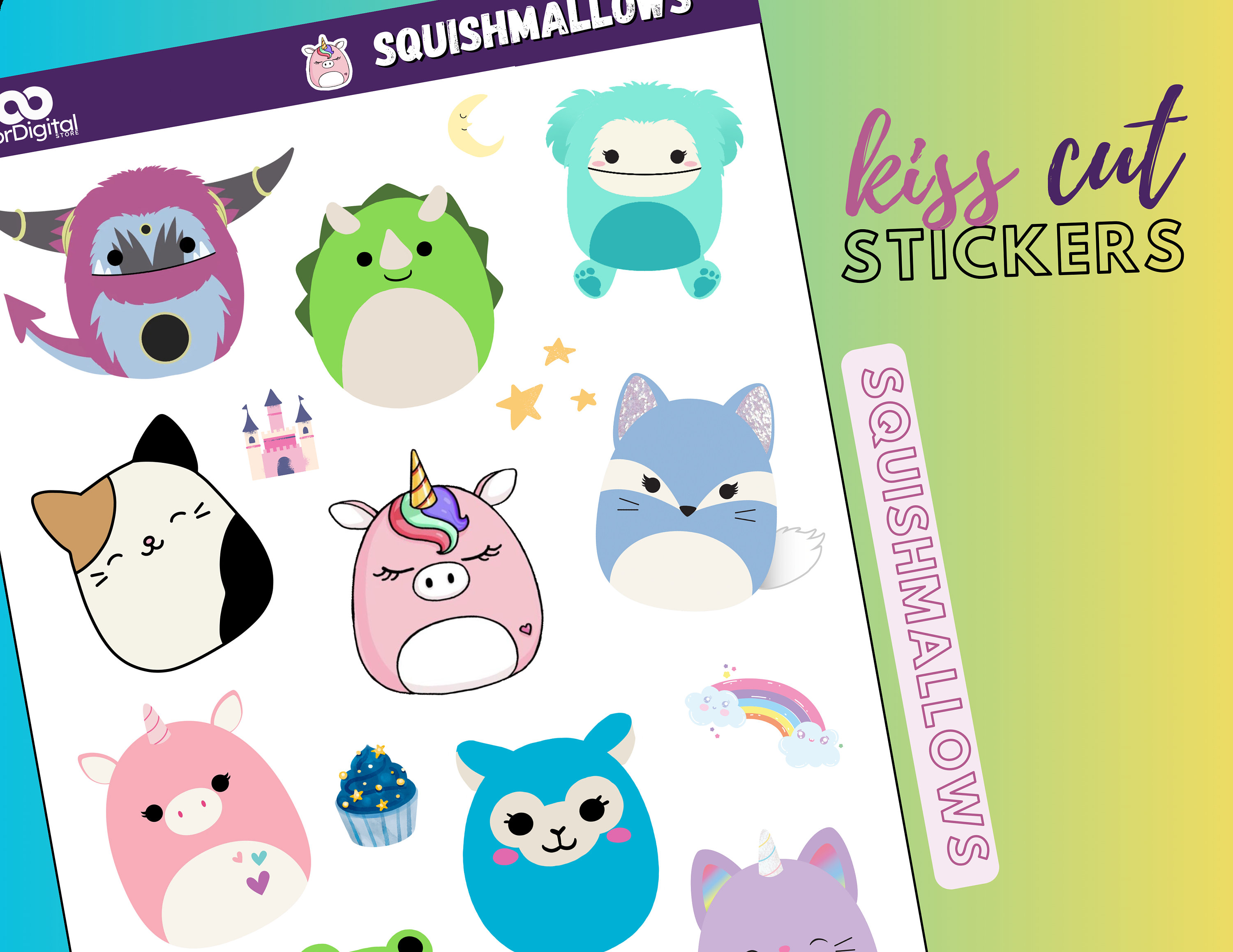 Squishmallows Stickers, Set of Squishmallow Stickers, Cute Stickers ...