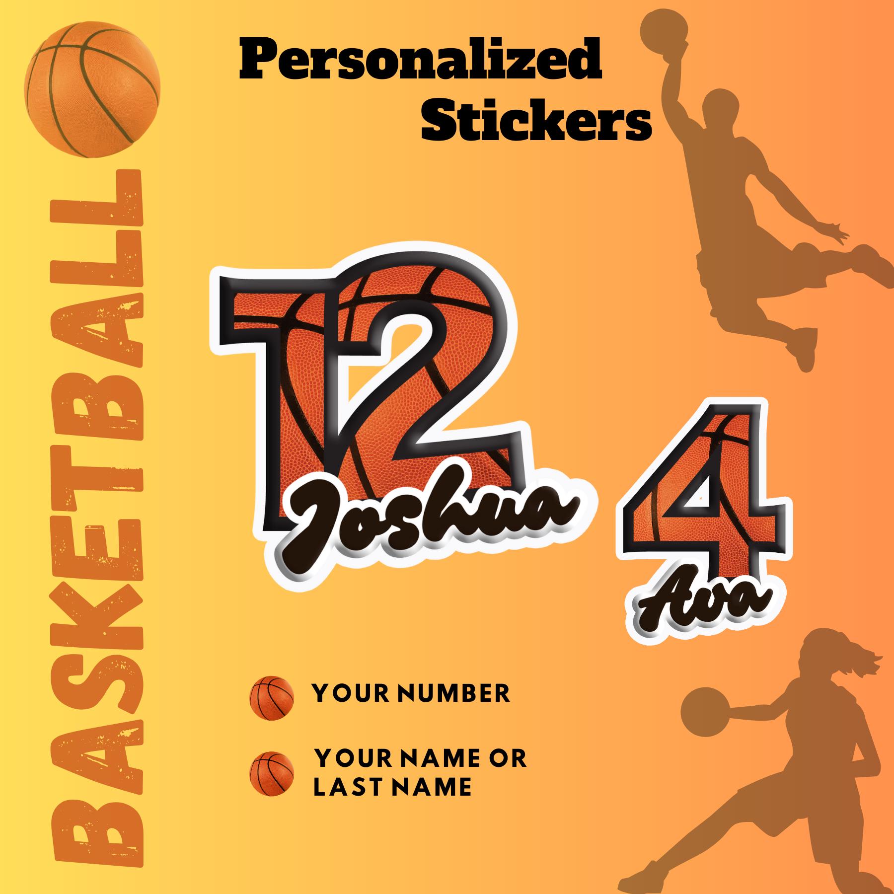 Personalized Basketball Stickers, Custom Name & Number Decals - Etsy