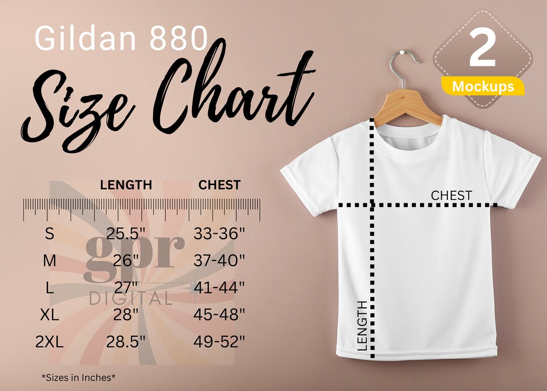 Gildan 880 Size Chart Hanging Size Chart for Gildan Tshirt Gildan 880 ...