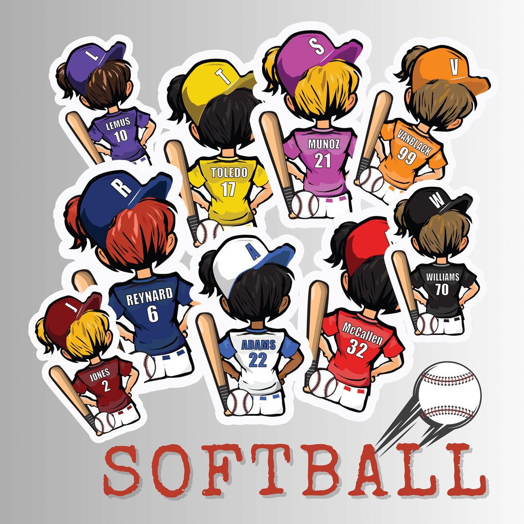 Personalized Softball Stickers Custom Decals Girls Softball - Etsy