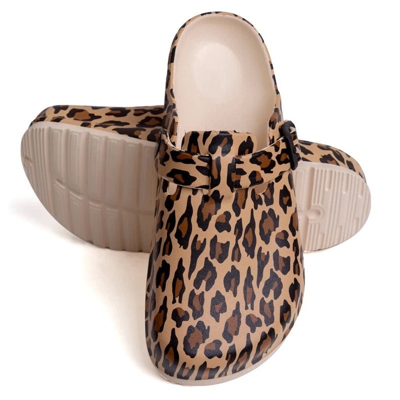 Leopard Skin Print Comfortable Adjustable Buckle Clogs - Etsy