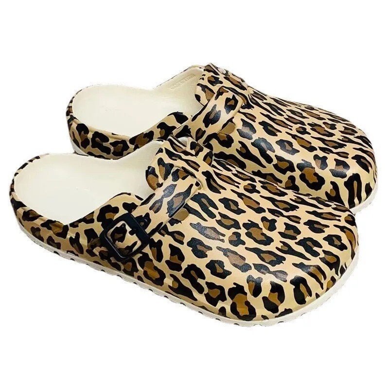 Leopard Skin Print Comfortable Adjustable Buckle Clogs - Etsy