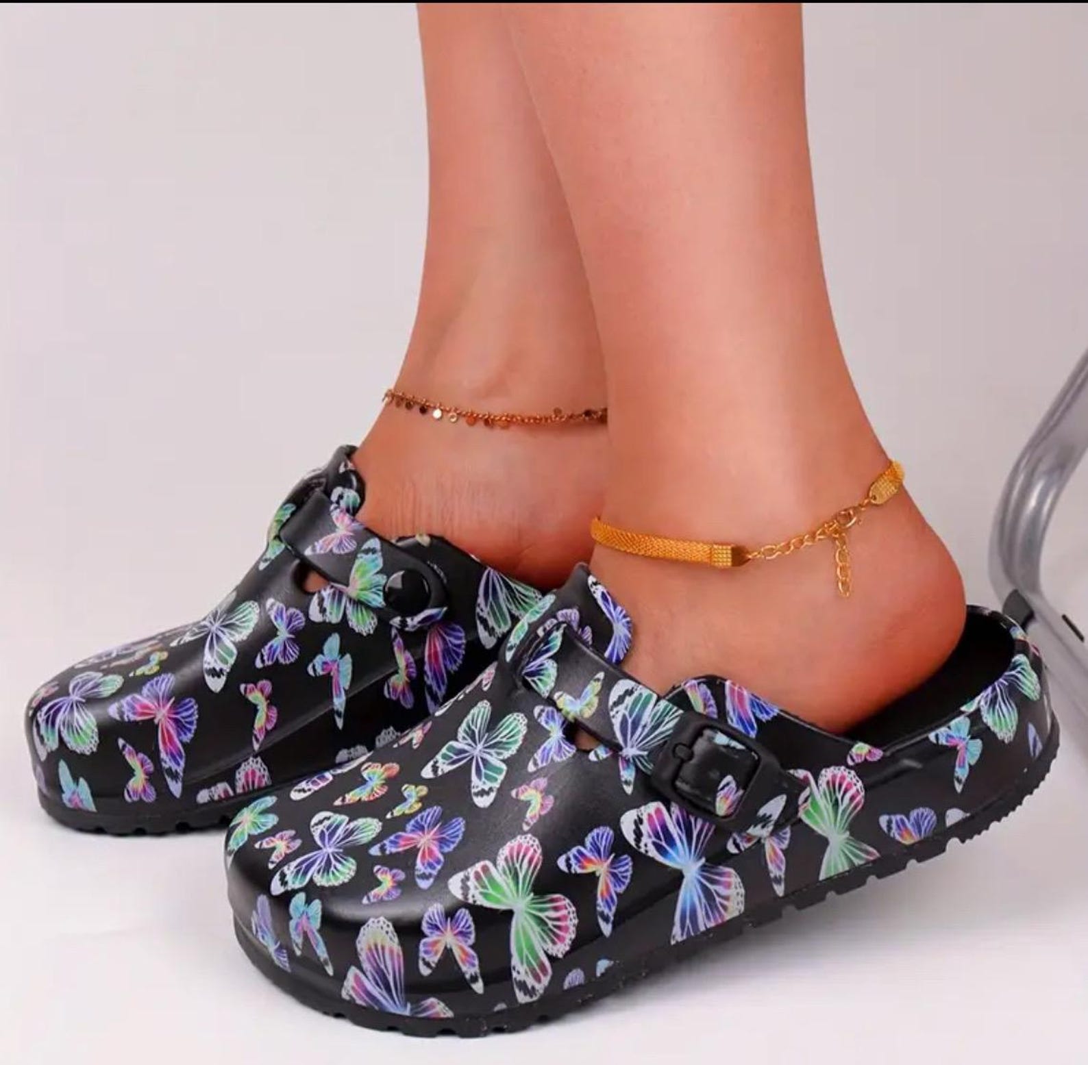 Women’s Rainbow Butterfly Print Comfortable Adjustable Buckle Clogs - Etsy