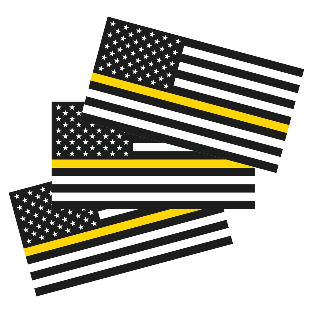 3x Thin Yellow Line American Flag Vinyl Decal for Cars Trucks Laptop ...