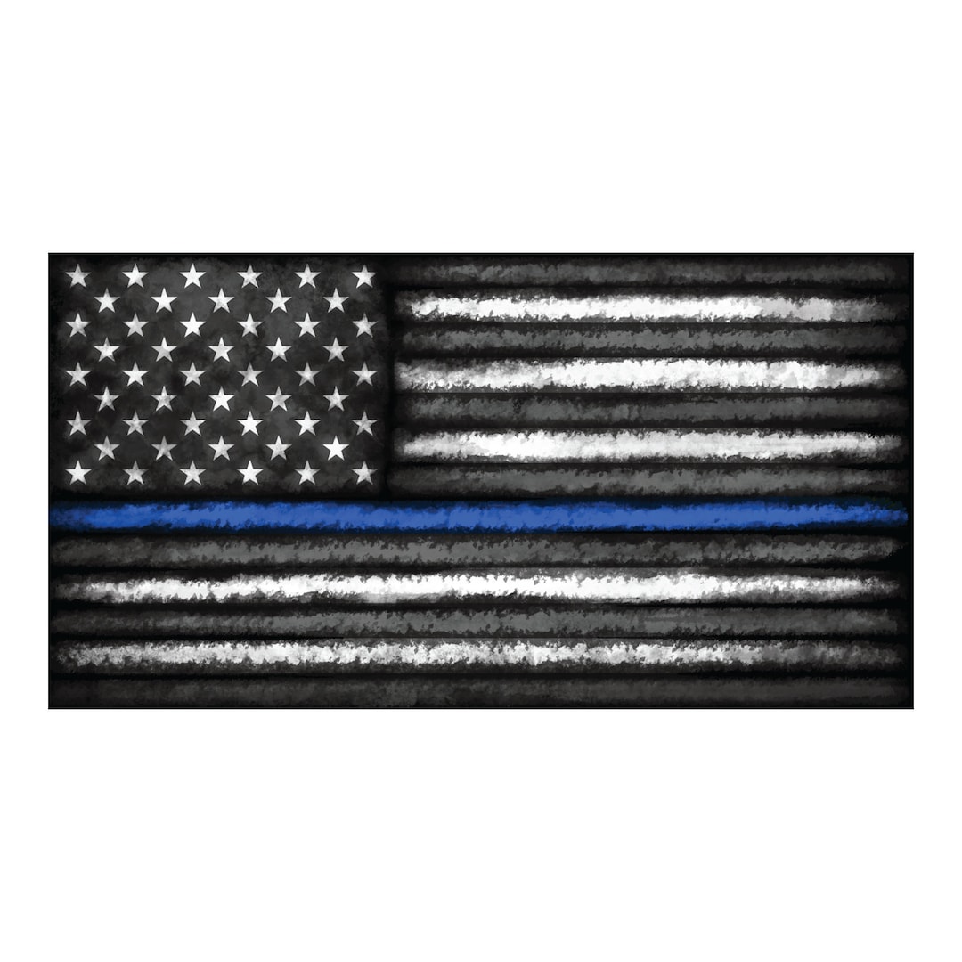Distressed Thin Blue Line American Flag Vinyl Decal for Cars, Trucks ...