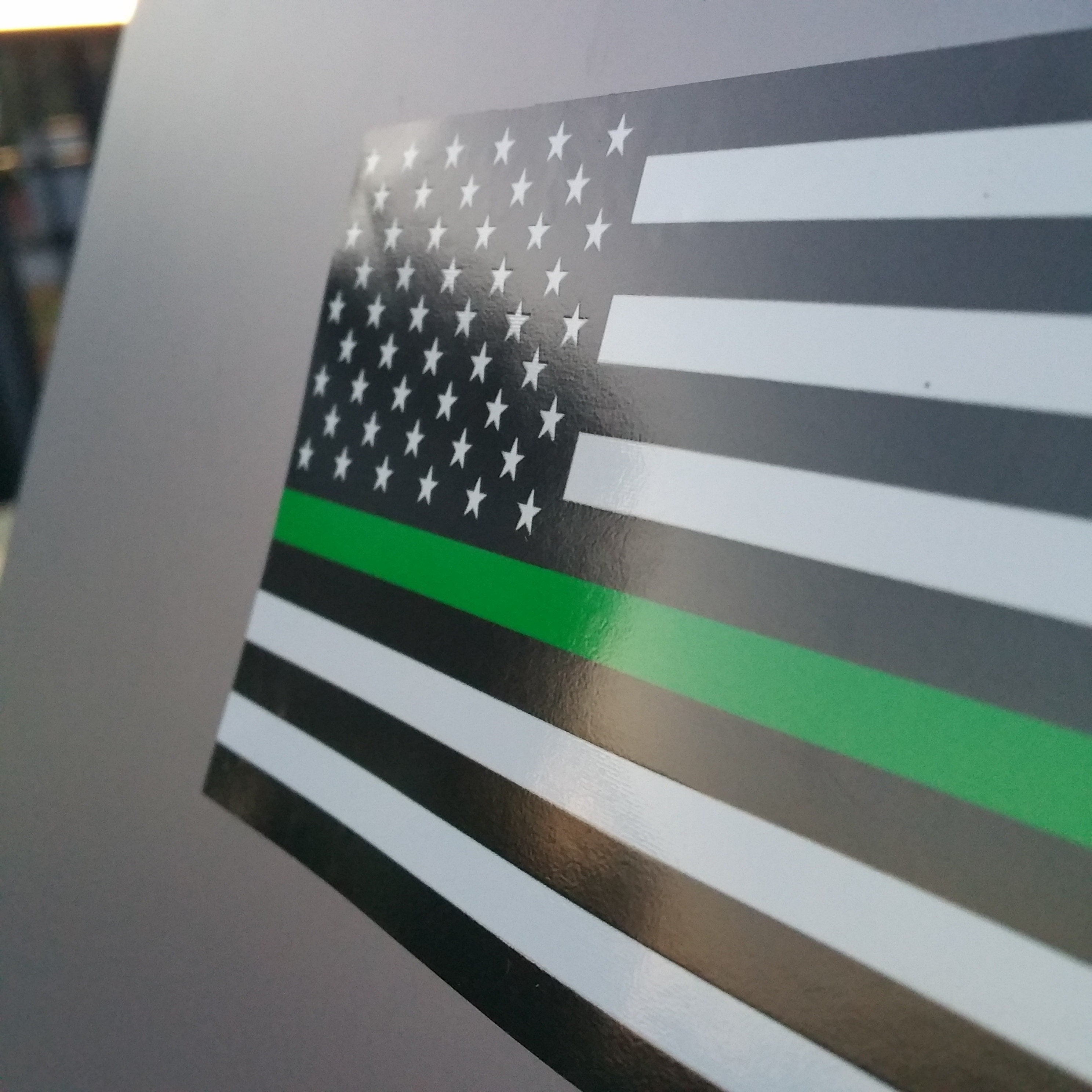 Thin Green Line American Flag Vinyl Decal - Military, Patriotic Sticker ...