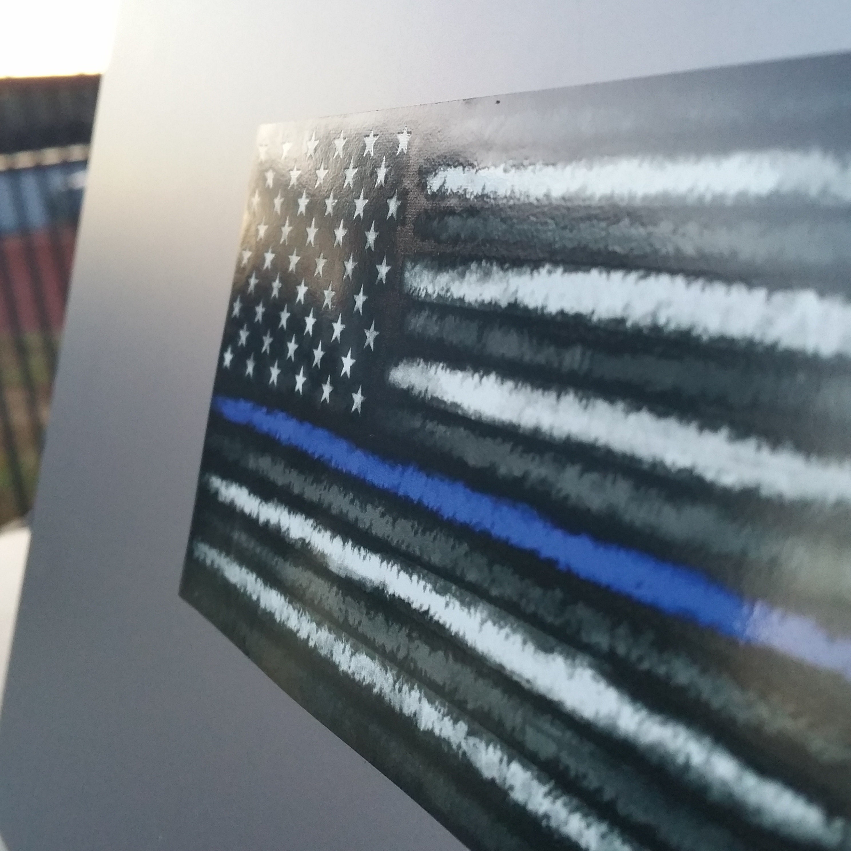 3x Distressed Thin Blue Line American Flag Vinyl Decal for Cars, Trucks ...