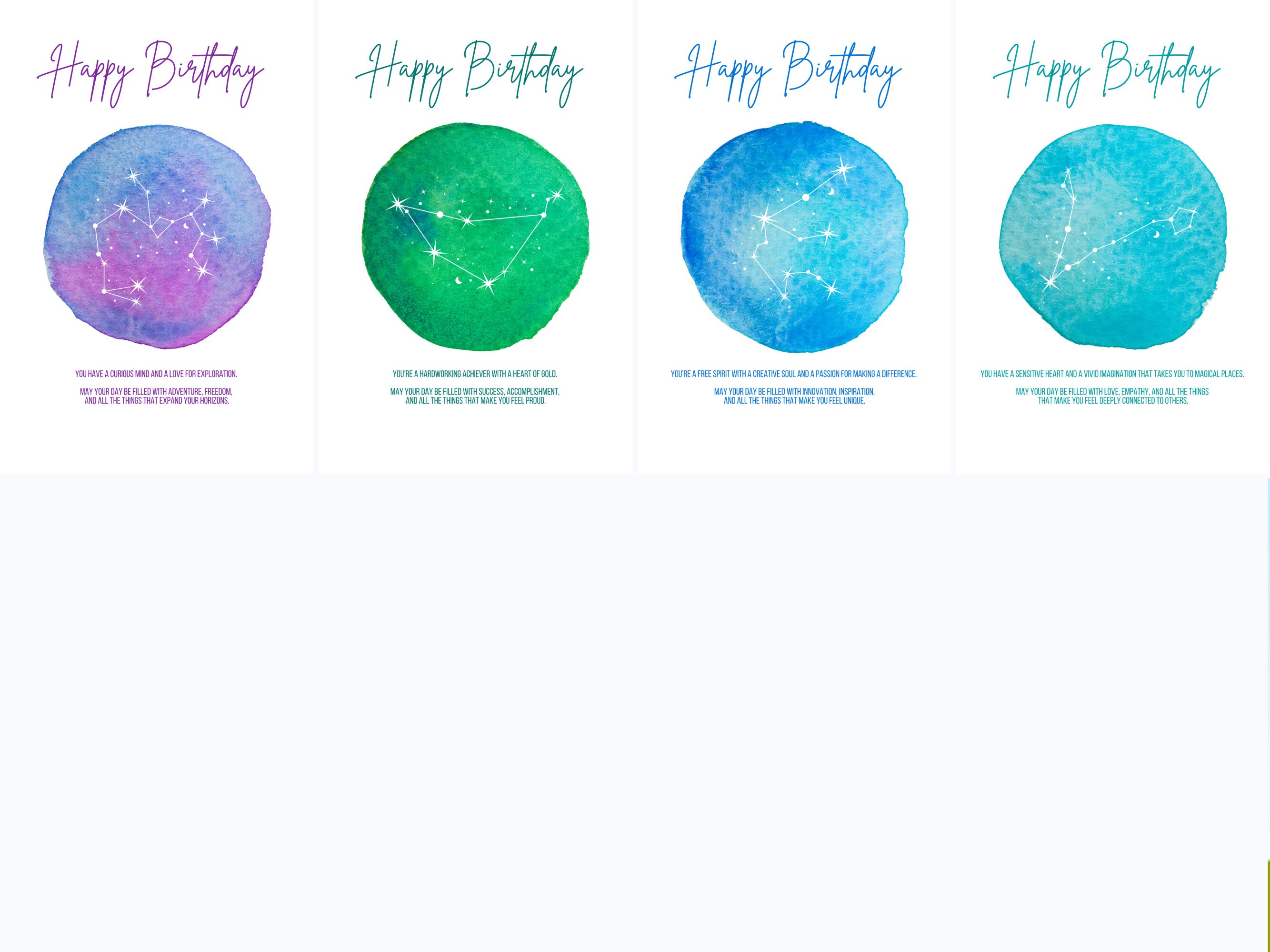 Zodiac Birthday Cards | Digital Download | Star Signs | Zodiac Signs ...