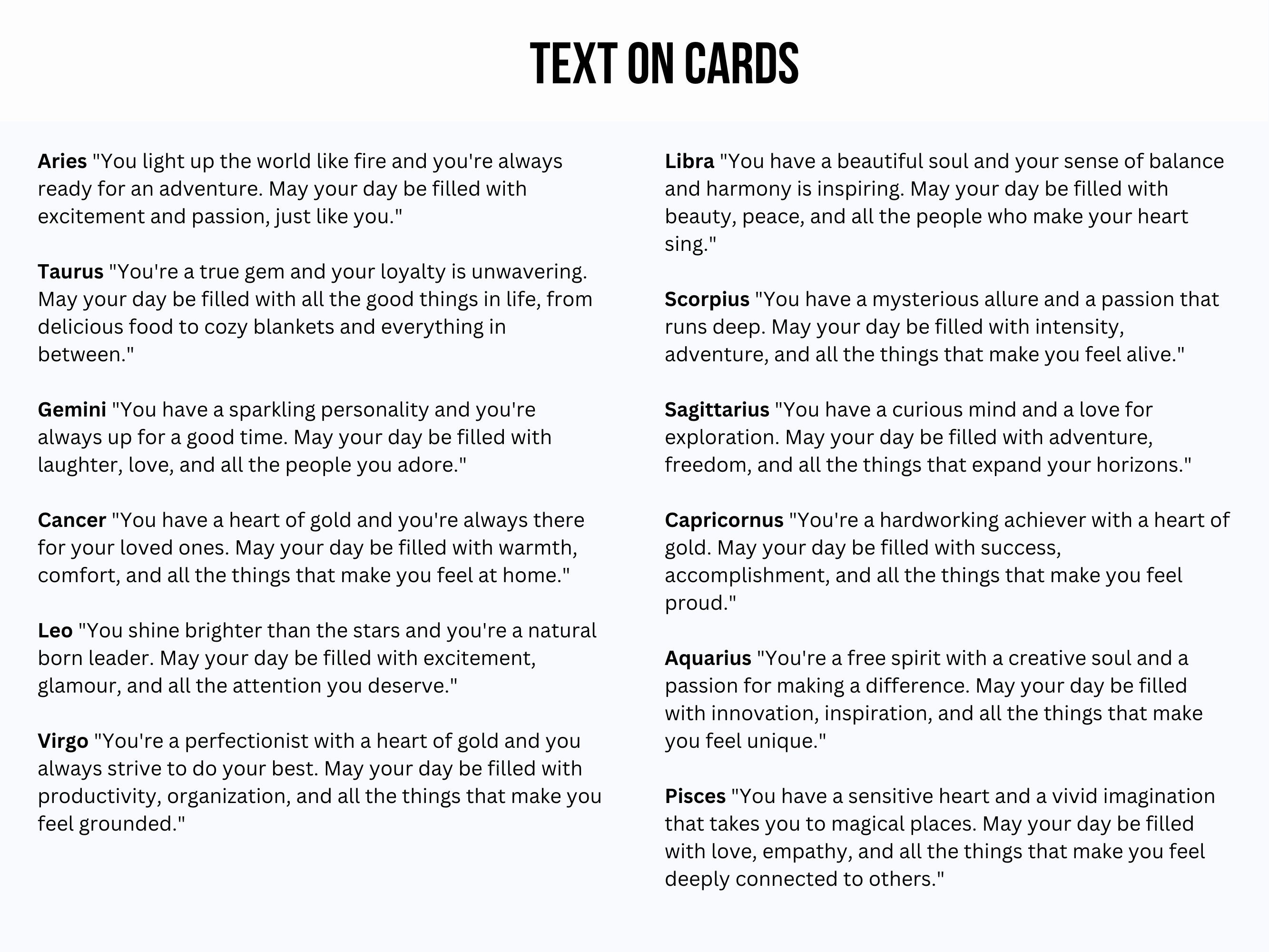 Zodiac Birthday Cards | Digital Download | Star Signs | Zodiac Signs ...