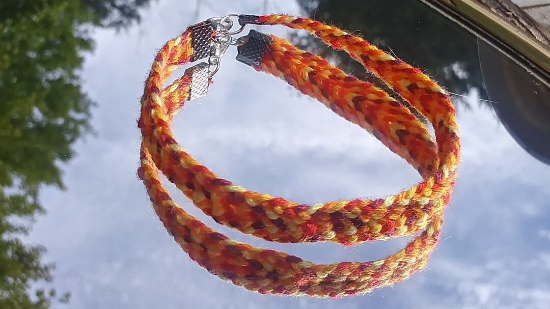 Lava Flow Flat Kumihimo Bracelet Handmade Woven Volcano Magma Chevron ...