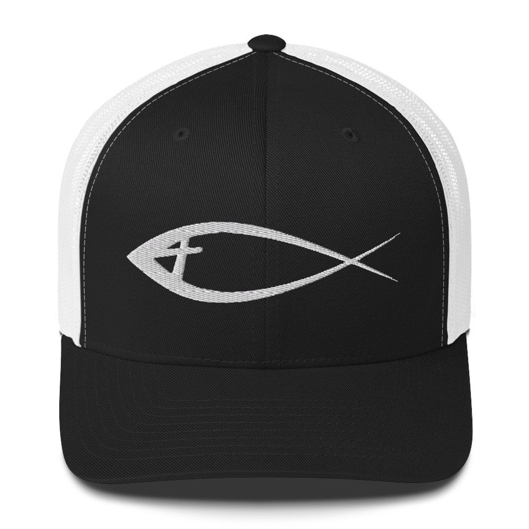 Trucker Cap, Jesus Fish Hat, Religious Hat, Christian Hat, Faith, Hat ...