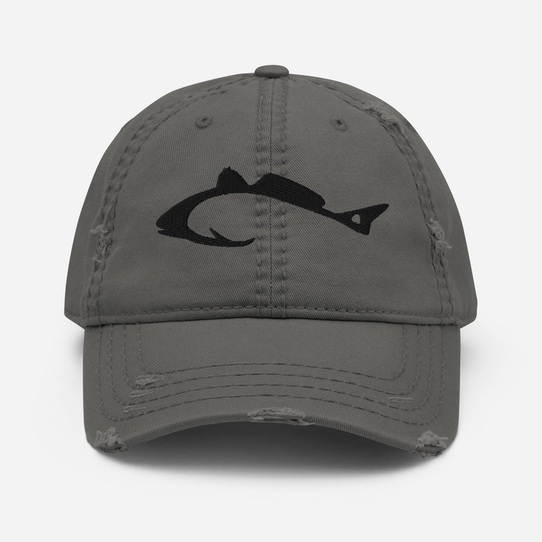 Distressed Dad Hat, Redfish Hook Hat, Redfish Hat, Fishing Hat, Red Drum Hat, Fish Hat ...