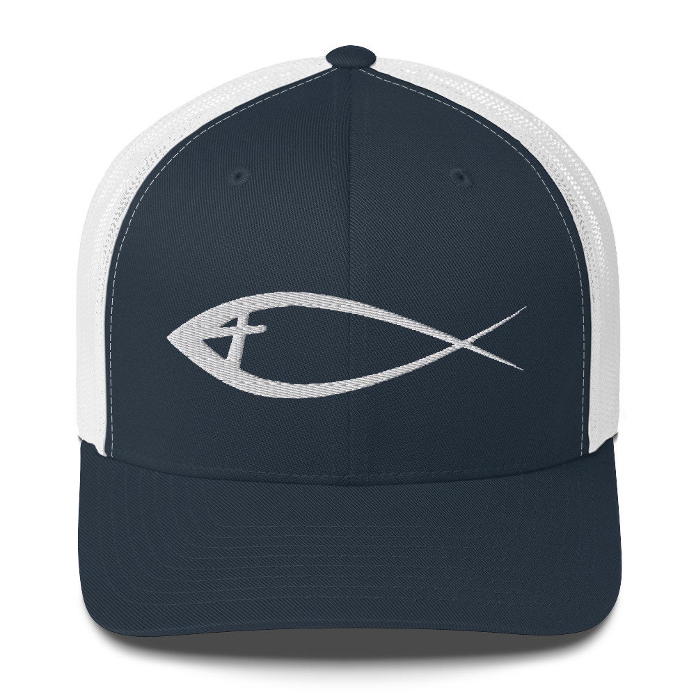 Trucker Cap, Jesus Fish Hat, Religious Hat, Christian Hat, Faith, Hat ...