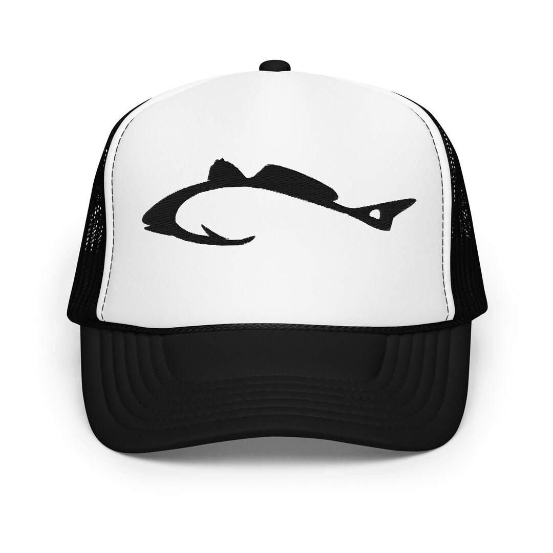 Foam Trucker Hat, Redfish Hook Hat, Redfish Hat, Fishing Hat, Red Drum Hat, Embroidered Hat ...