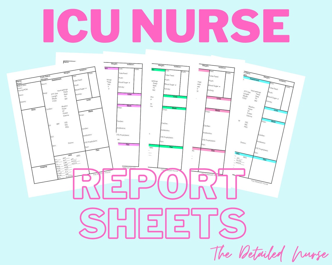 ICU Nurse Report Sheet White - Etsy