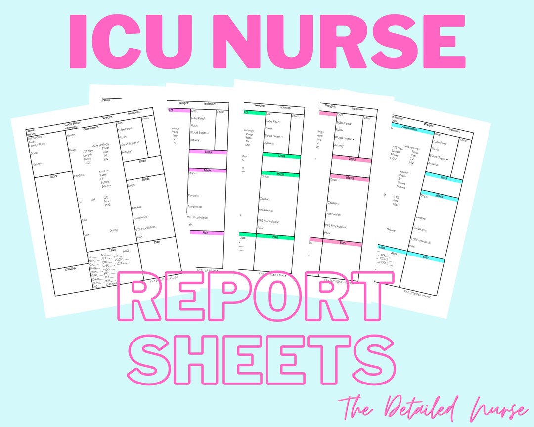 ICU Nurse Report Sheet Green - Etsy