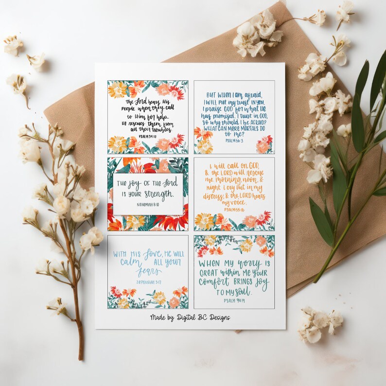 Scripture Cards for Anxiety, Printable Bible Study Scripture Cards ...