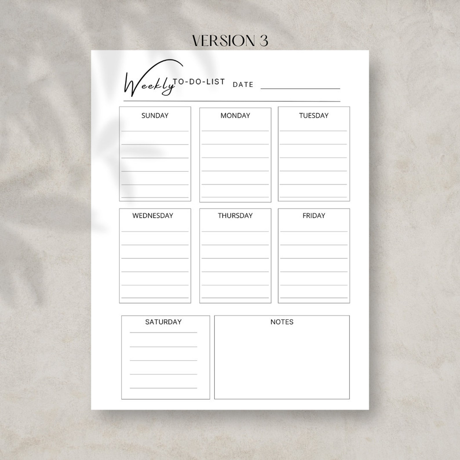 Five Day Weekly Planner Instant Download Printable, Fillable, Weekly ...