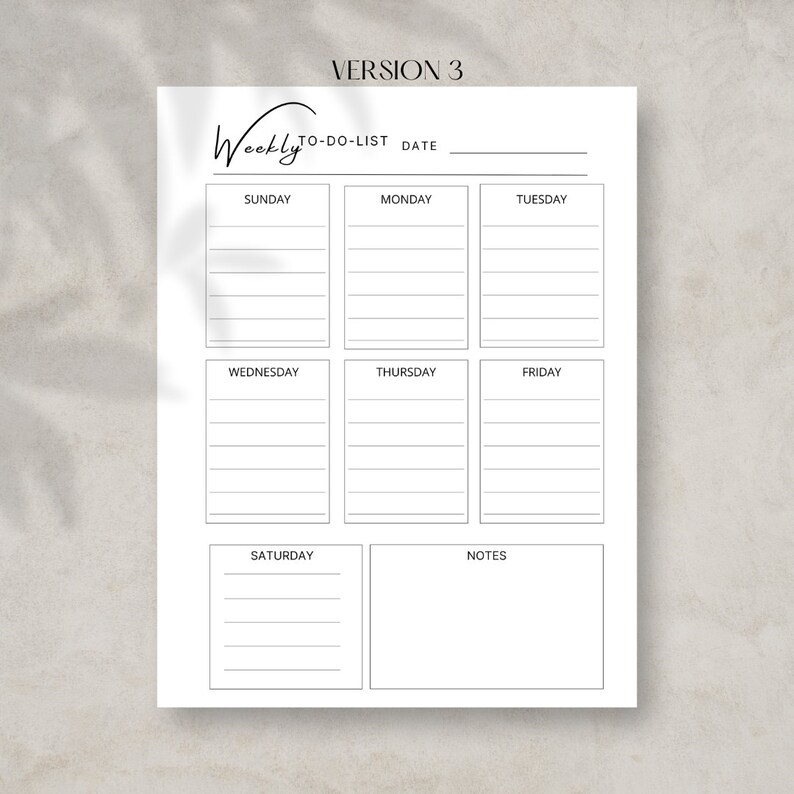 Five Day Weekly Planner Instant Download Printable, Fillable, Weekly ...
