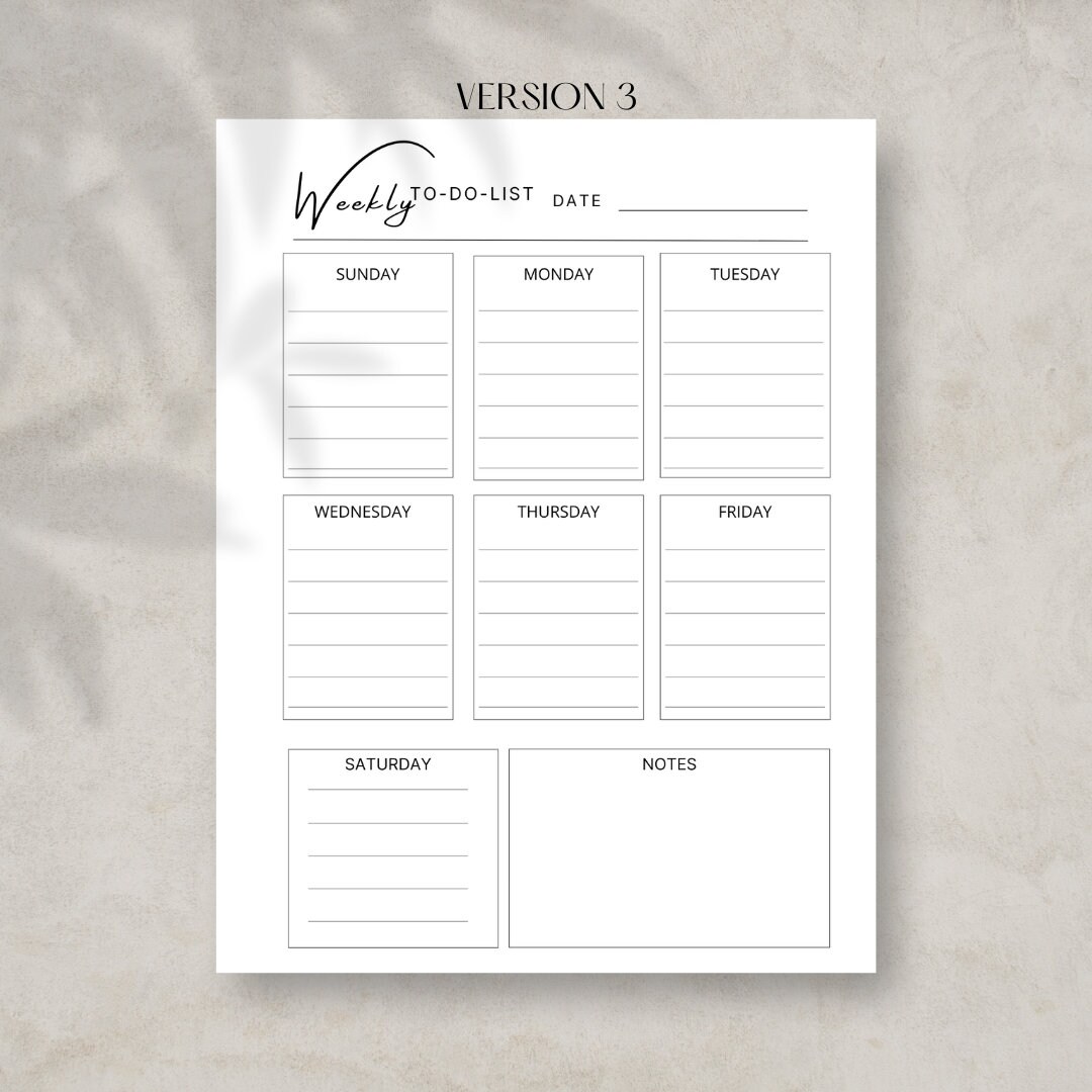Five Day Weekly Planner Instant Download Printable, Fillable, Weekly ...