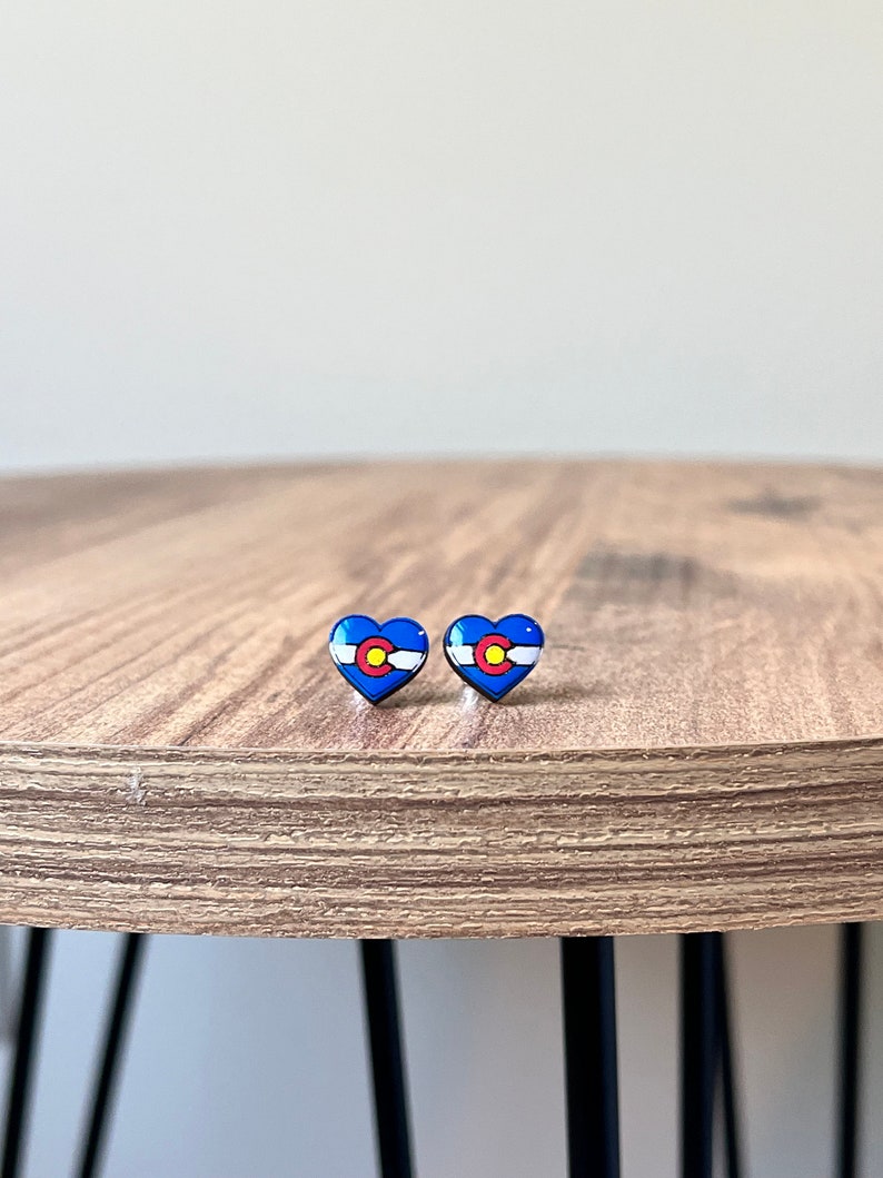 Heart Shaped Colorado Flag Stud Earrings - Etsy