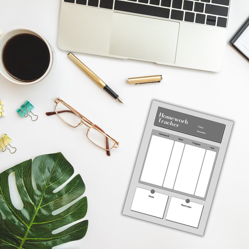 Homework Tracker Planner Printable, Printable Study Planner, Homework ...