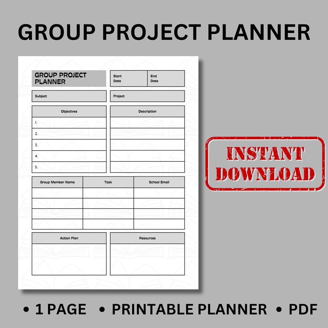 Group Project Planner Printable, Student Project Management, Project ...