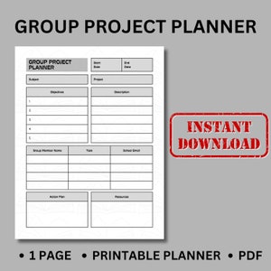 Group Project Planner Printable, Student Project Management, Project ...