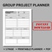 Group Project Planner Printable, Student Project Management, Project ...