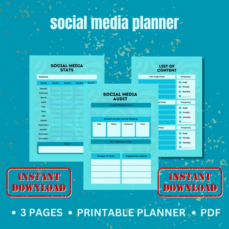 Social Media Planner Printable, Planner Social Media Marketing ...