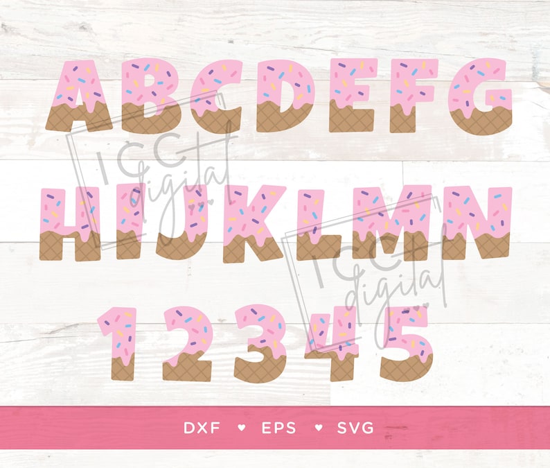 Ice Cream Letters Digital File, Ice Cream Font, Icing and Sprinkles ...