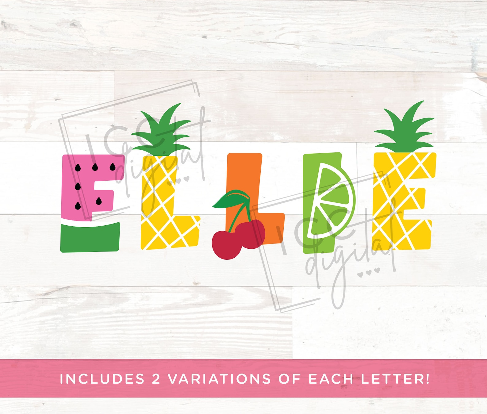 Fruit Letters Digital File, Twotti Fruitti Font, Strawberry Font, One ...