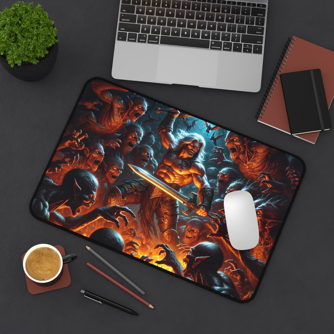 Warrior Demon Mouse Pad 12"x18" Fantasy Desk Pad PC Gaming Desk Mat ...