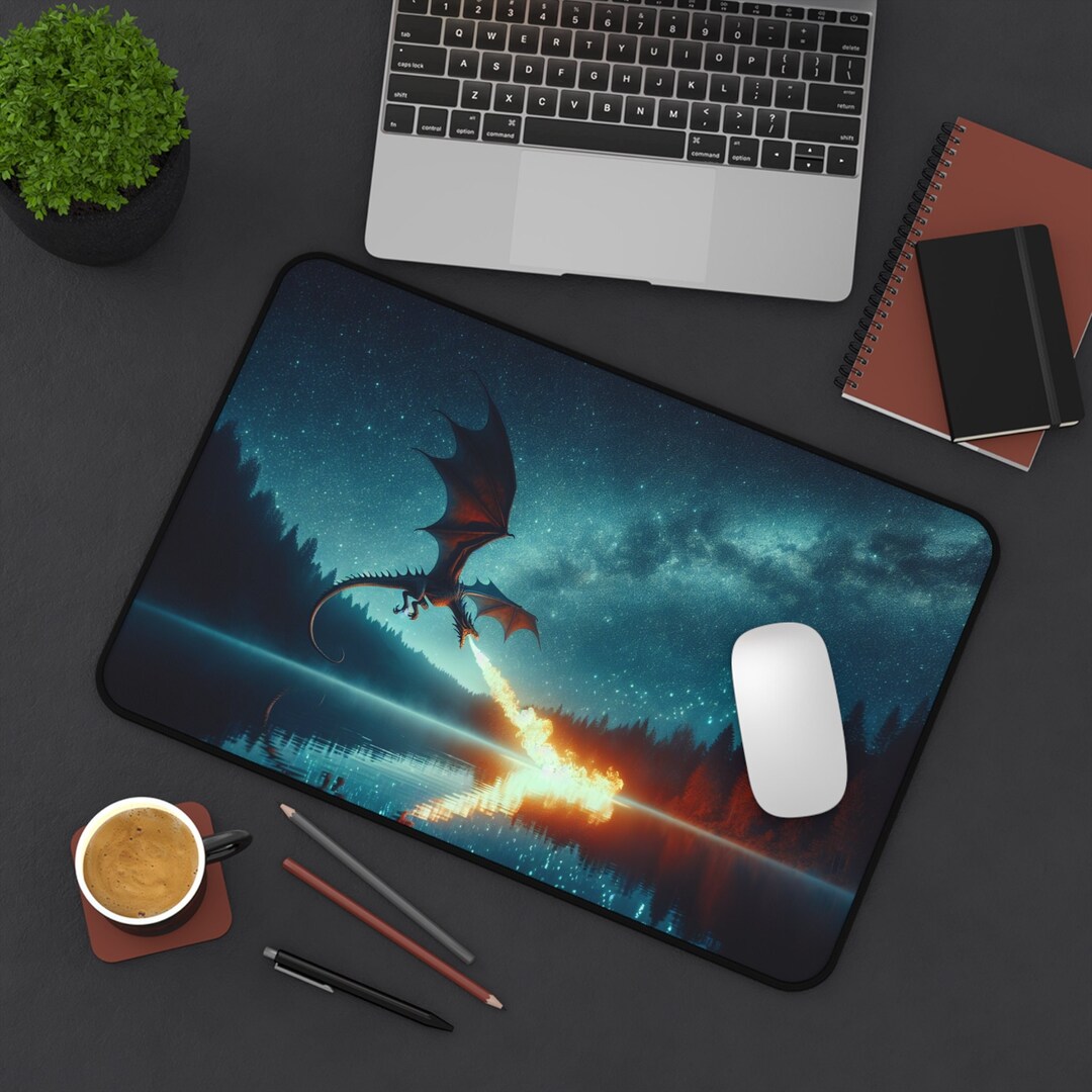 Dragon Desk Mat 12"x18" Dark Fantasy Dragon Desk Pad PC Gaming Desk Mat ...