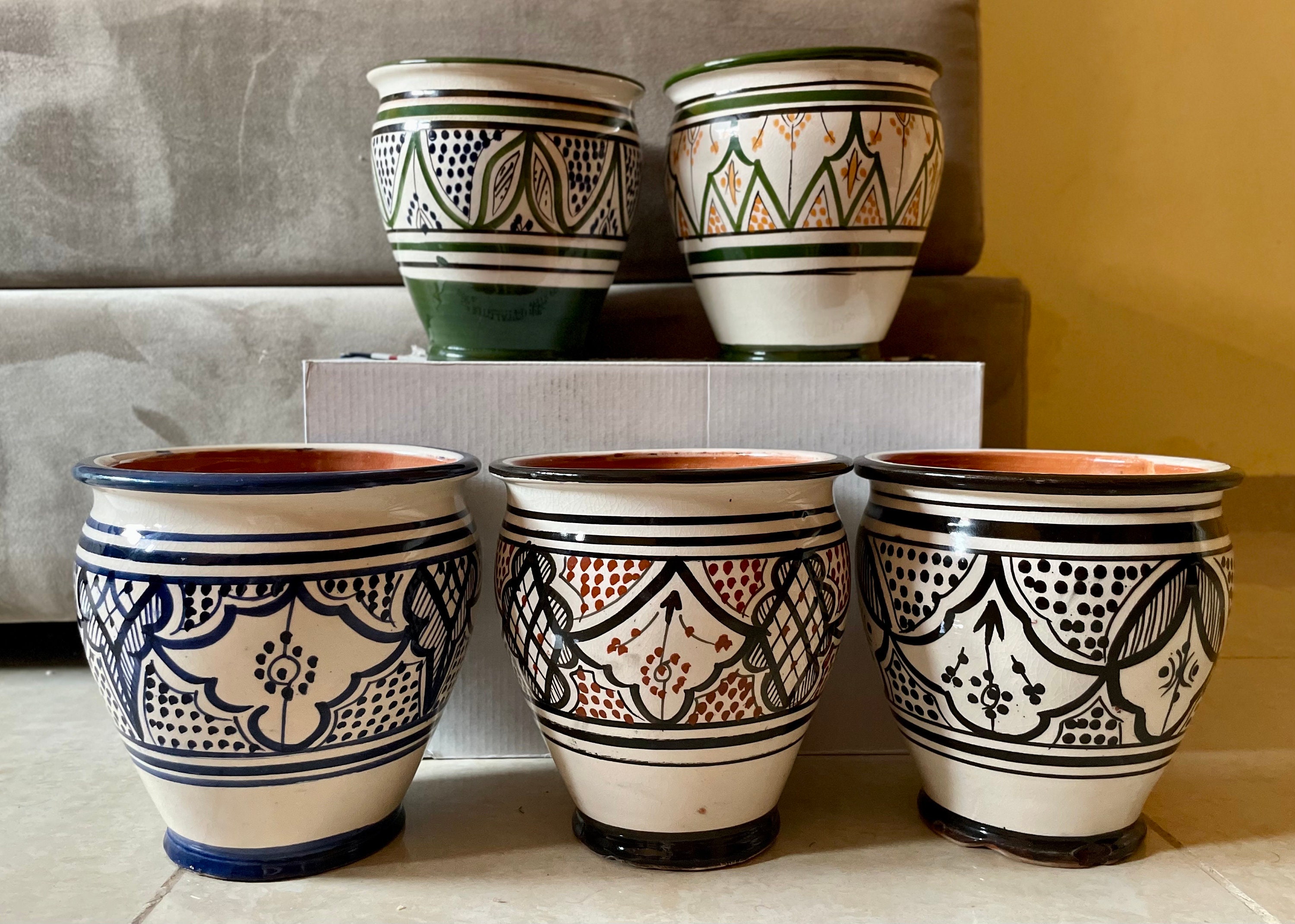 MOROCCAN FLOWER POT black Ceramic Planter Safi, African, Berber ...