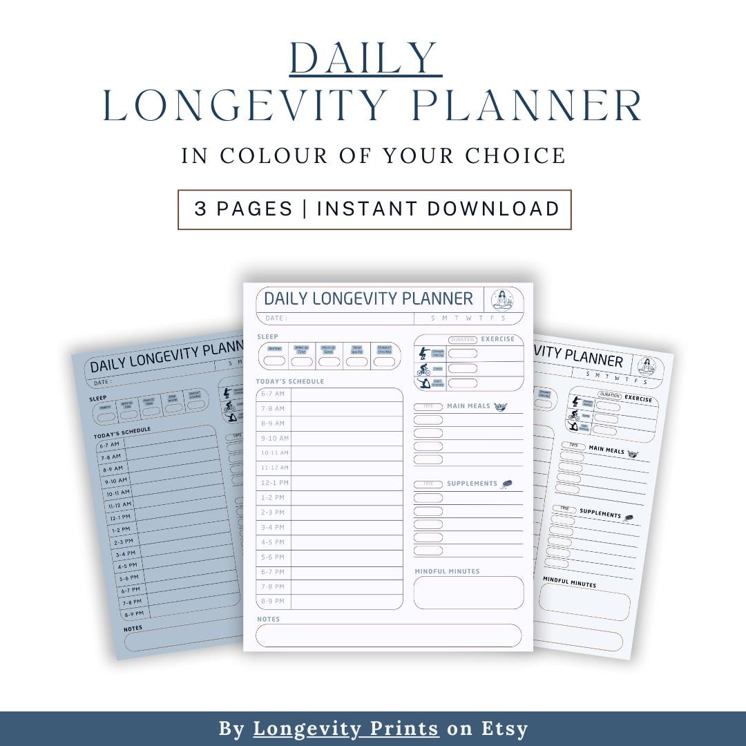 Daily Longevity Planner Printable - Organize Health, Wellness ...