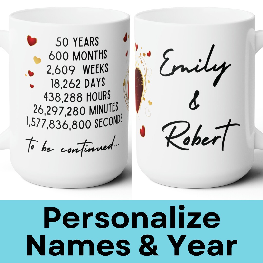 Personalized 50th Anniversary Mug, Custom Wedding Anniversary Gift ...