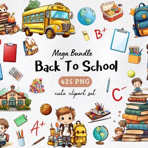 Back to School Clipart Bundle School Cute PNG Clipart School SVG First ...